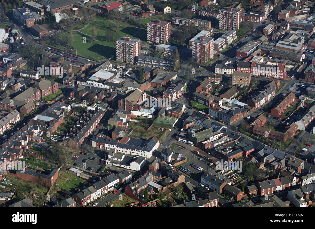 Aerial view of Caldmore area Walsall West Midlands England Uk 2001 ...