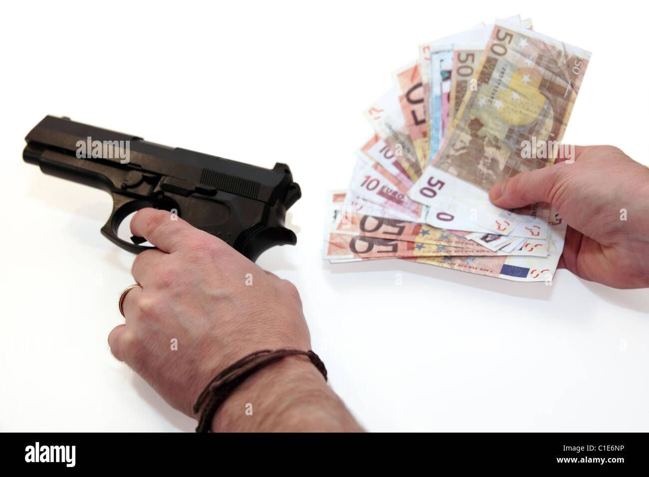 concept of a drug deal or gun hire going down against a white ...