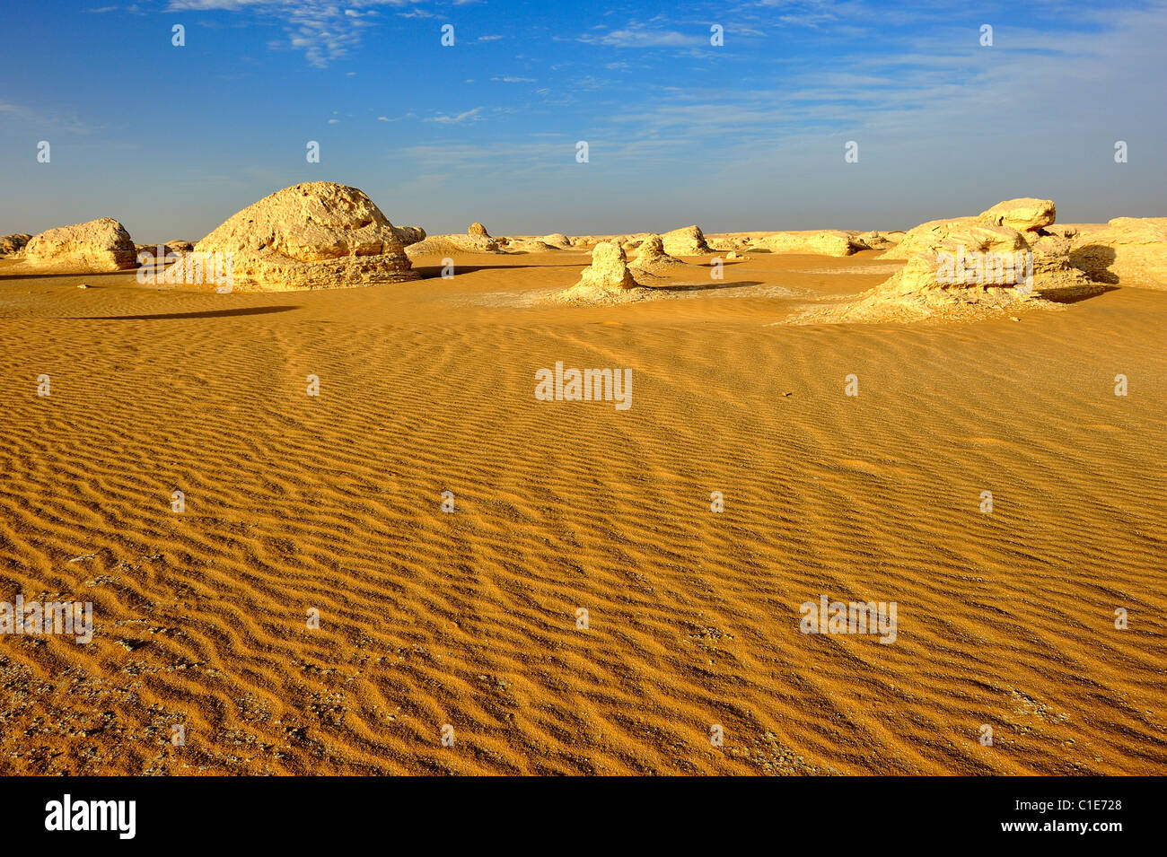 Eroded chalk rock formations and shapes in the old White Desert ...