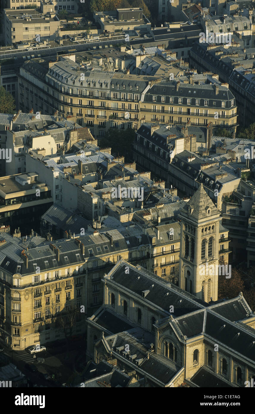 France, Paris, block of buildings in Haussmann style around Rennes ...