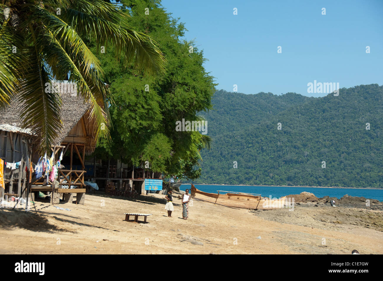 Madagascar, Island of Nosy Komba (next to Nosy Be) fishing village of ...