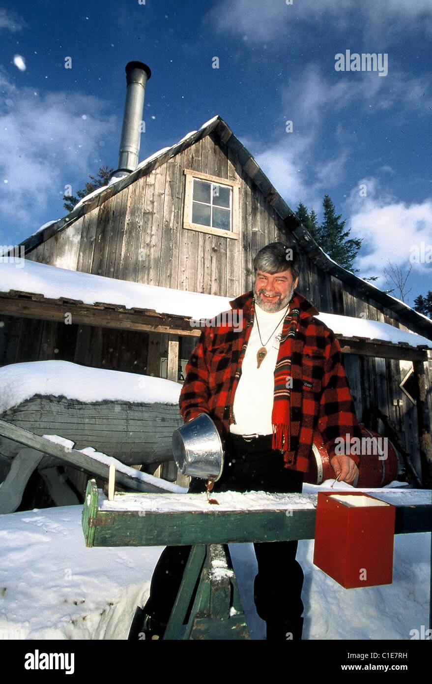 Canada, Quebec Province, sugar shack, degustation on snow, maple syrup ...