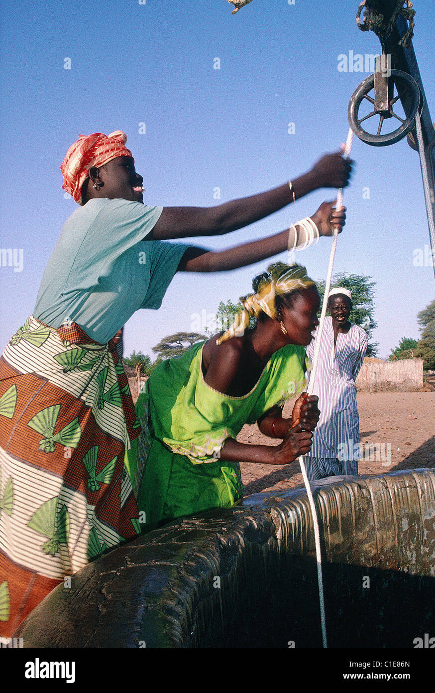 Senegal, Thies region, Cayor, Garabou-Niass Wolof village, women ...
