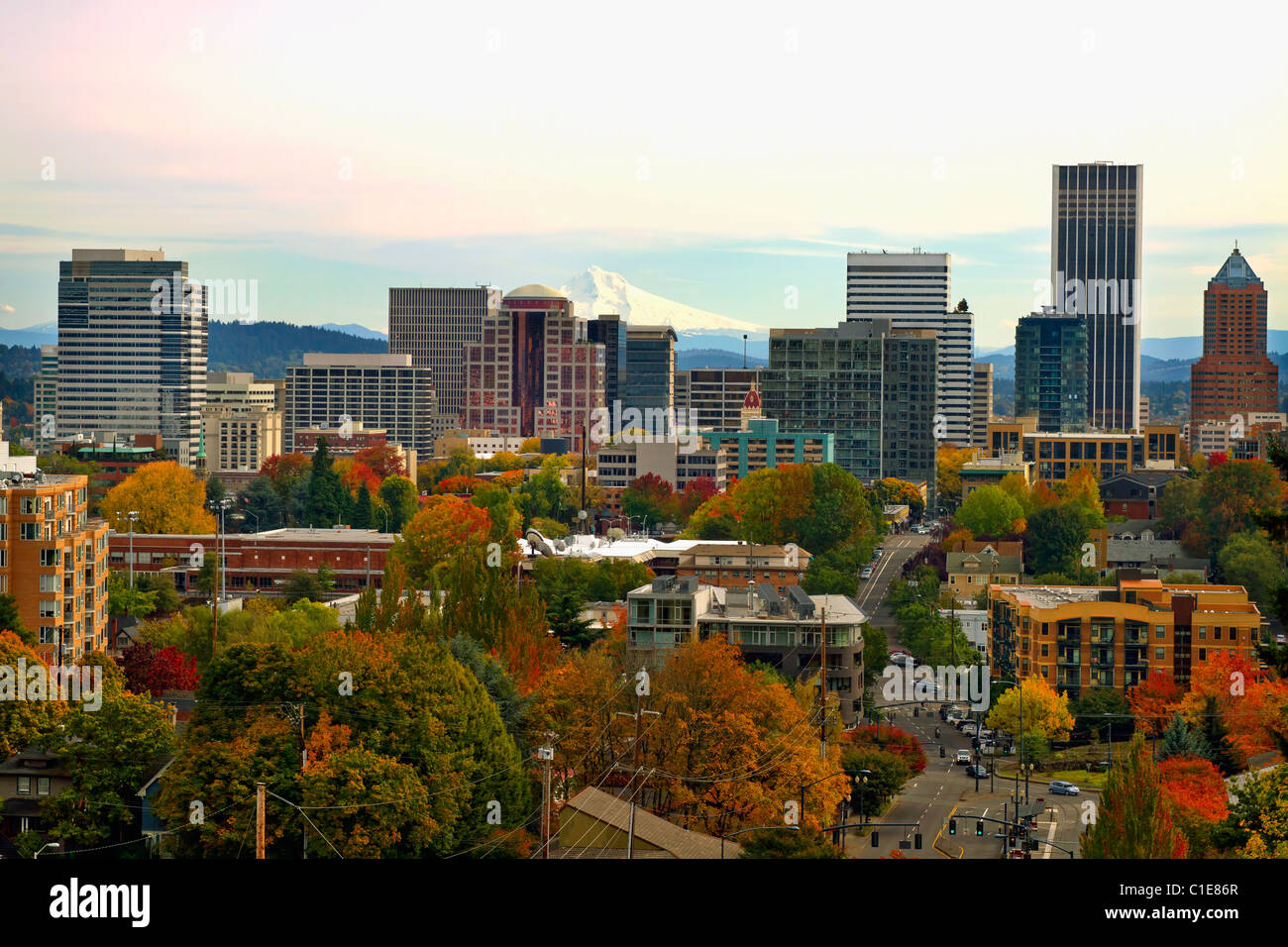 Portland Oregon Downtown Cityscape in the Fall Stock Photo - Alamy