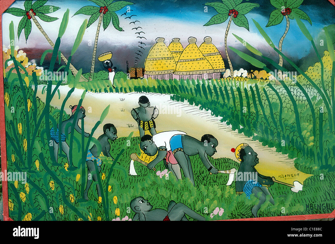 Senegal Dakar area Pikine workshop a souwere traditional painting on ...