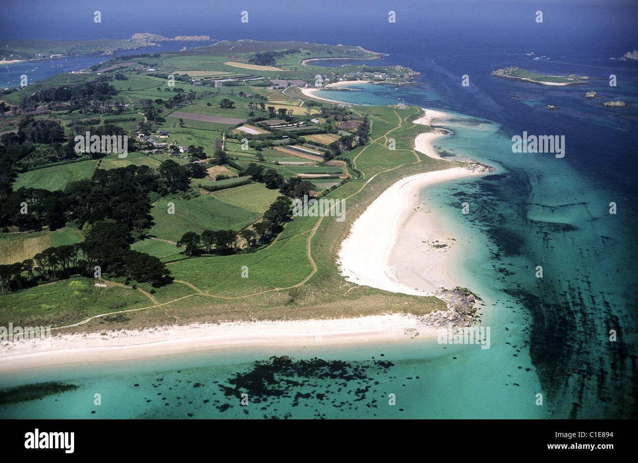 United Kingdom, Scilly Islands, Tresco Island, white sabre beach ...