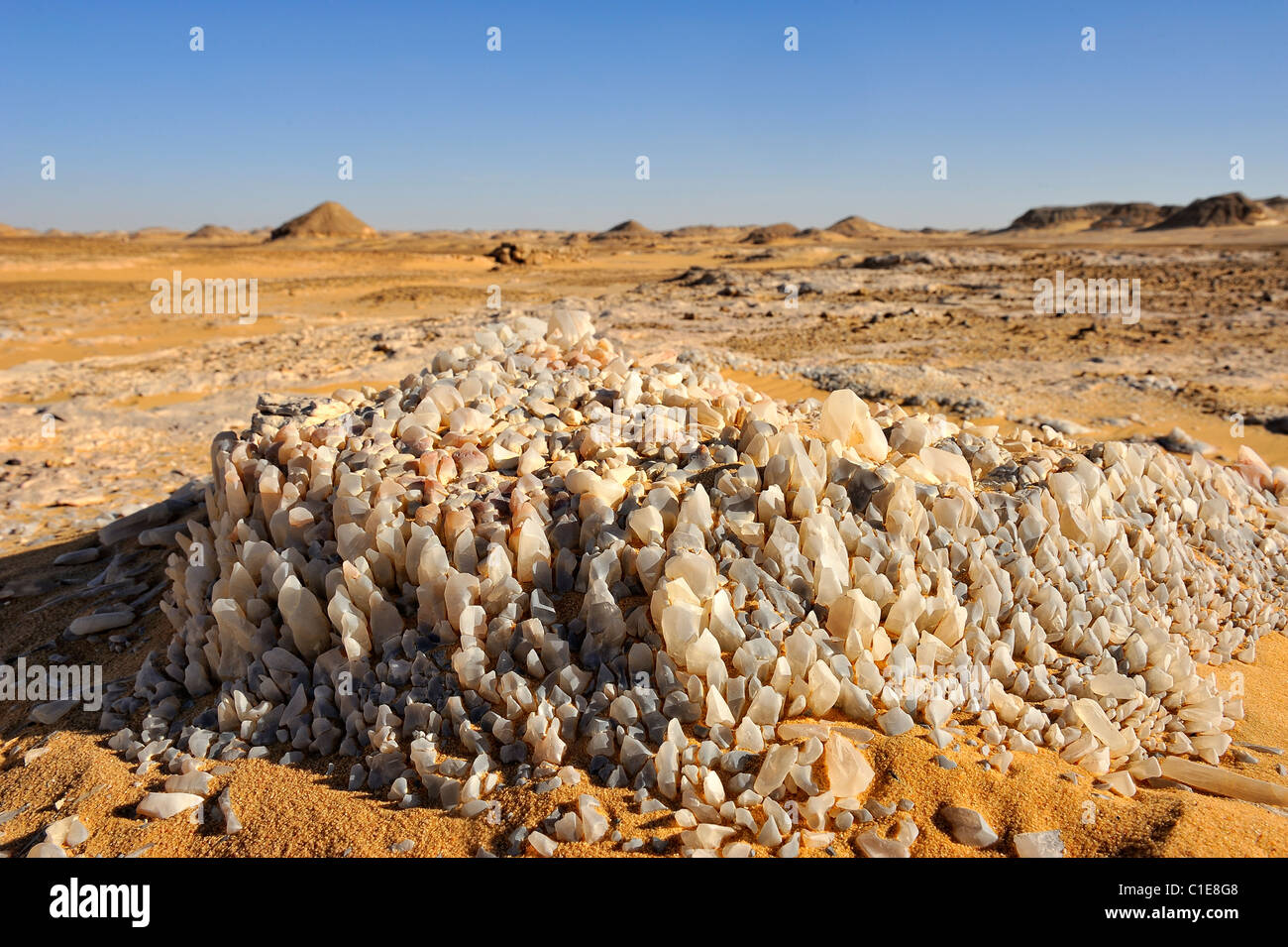 Crystal stones in Crystal valley in the western desert of Egypt Stock ...