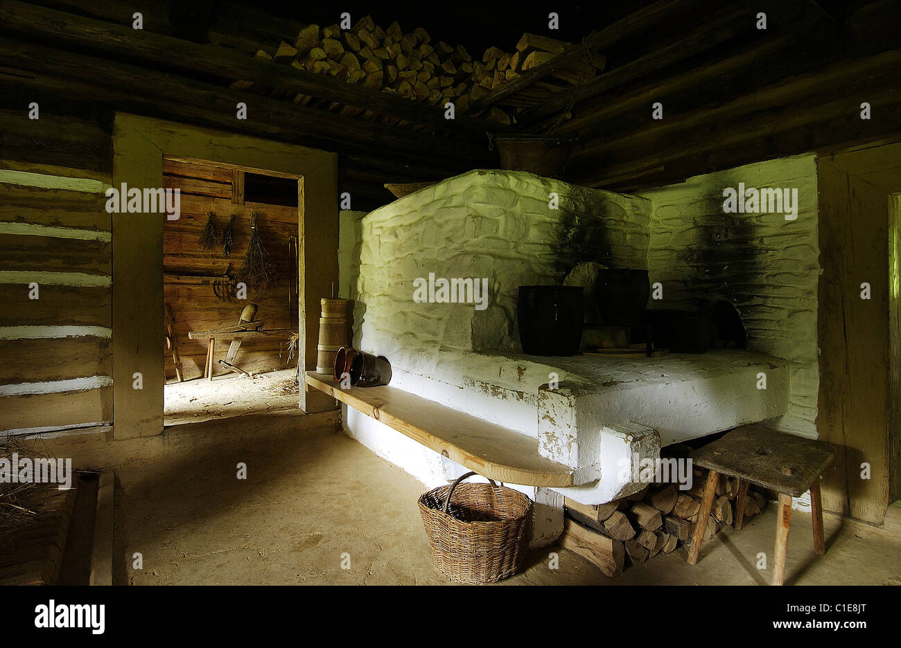 Poland, Sub-Carpathia, ethnographic park of Sanok (ecomuseum), inside a ...