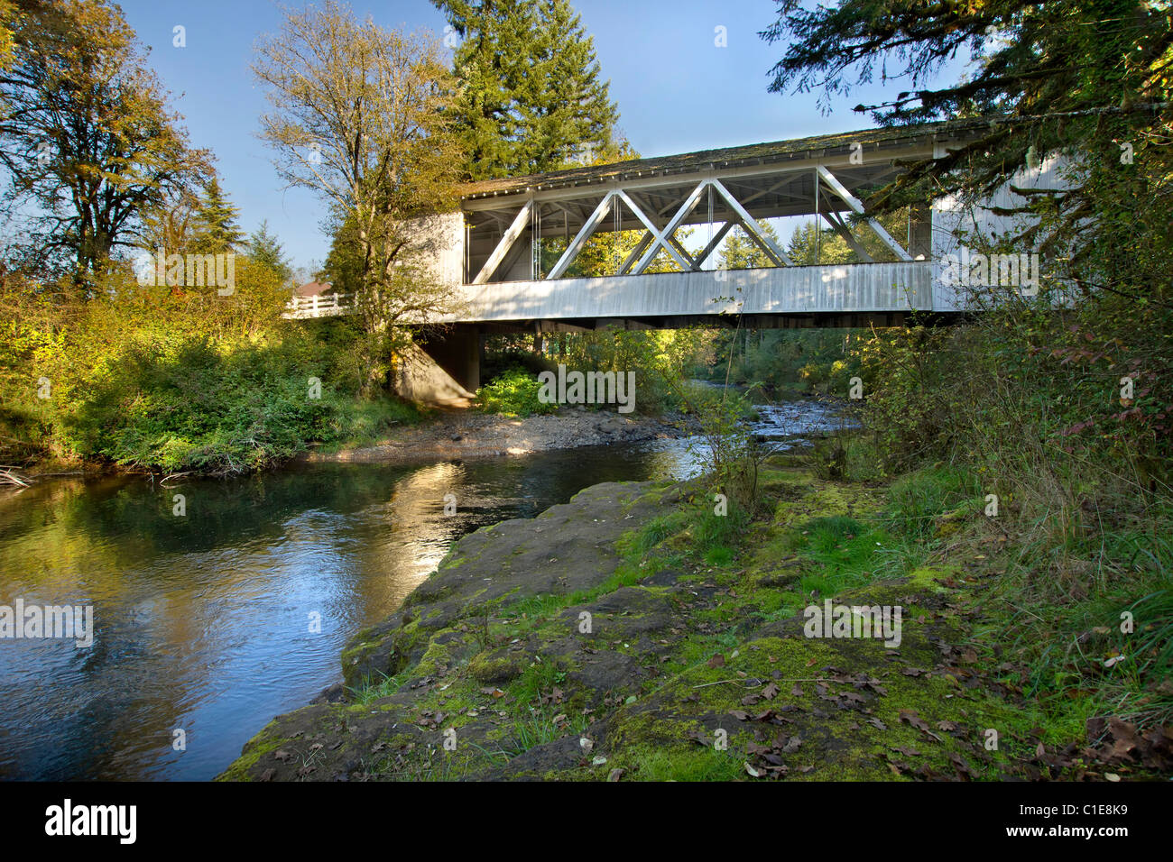 Hannah Covered Bridge over Thomas Creek Oregon 2 Stock Photo - Alamy