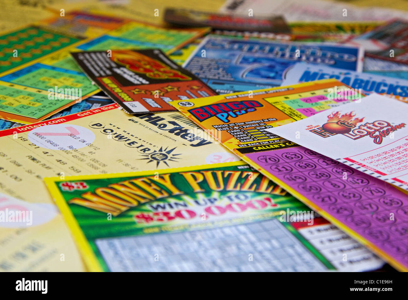 Pile of colorful lottery tickets and scratch tickets Stock Photo - Alamy