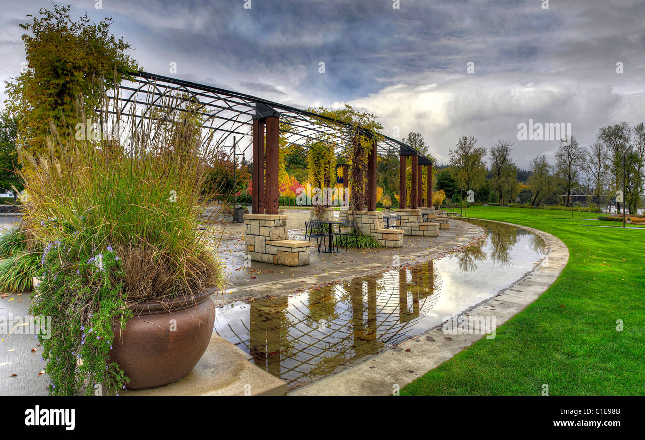 Public Garden Park in the Fall along Willamette River Oregon Stock ...