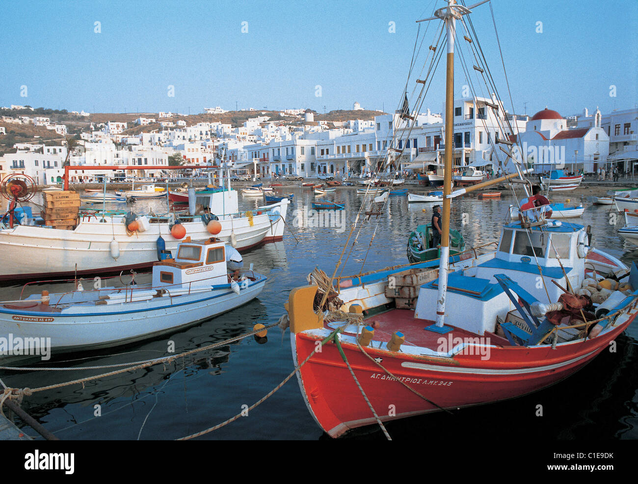 Greece, Cyclades Islands, Mykonos Island, harbour Stock Photo - Alamy
