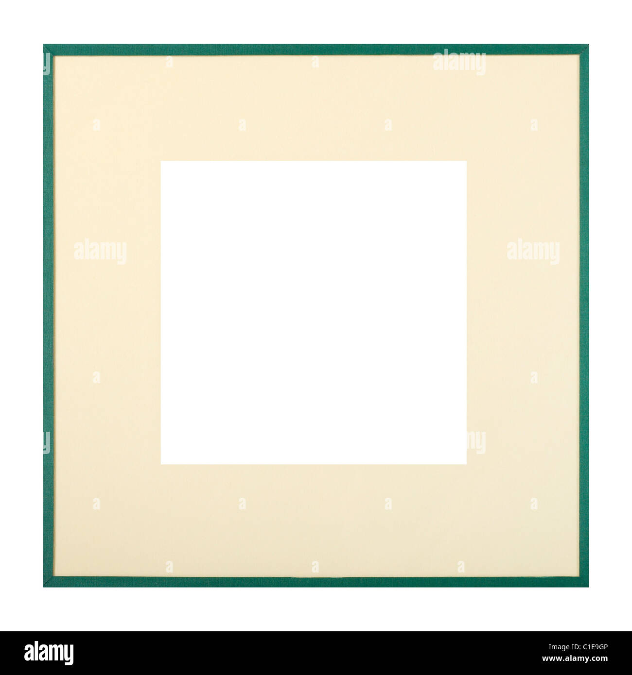 Modern style dark green picture frame with beige cardboard matte, cut ...