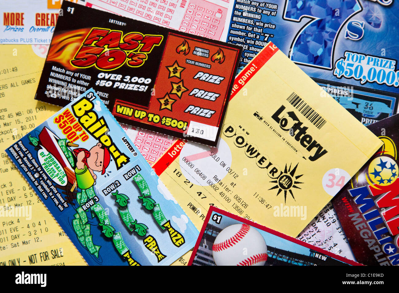 Pile of colorful lottery tickets and scratch tickets Stock Photo - Alamy
