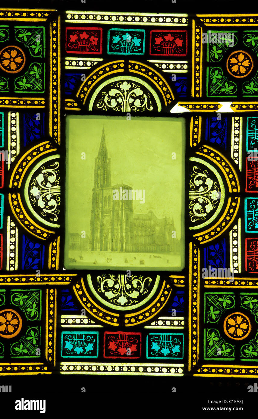 France, Vienne, Curzay sur Vonne, stained glass windows museum Stock ...
