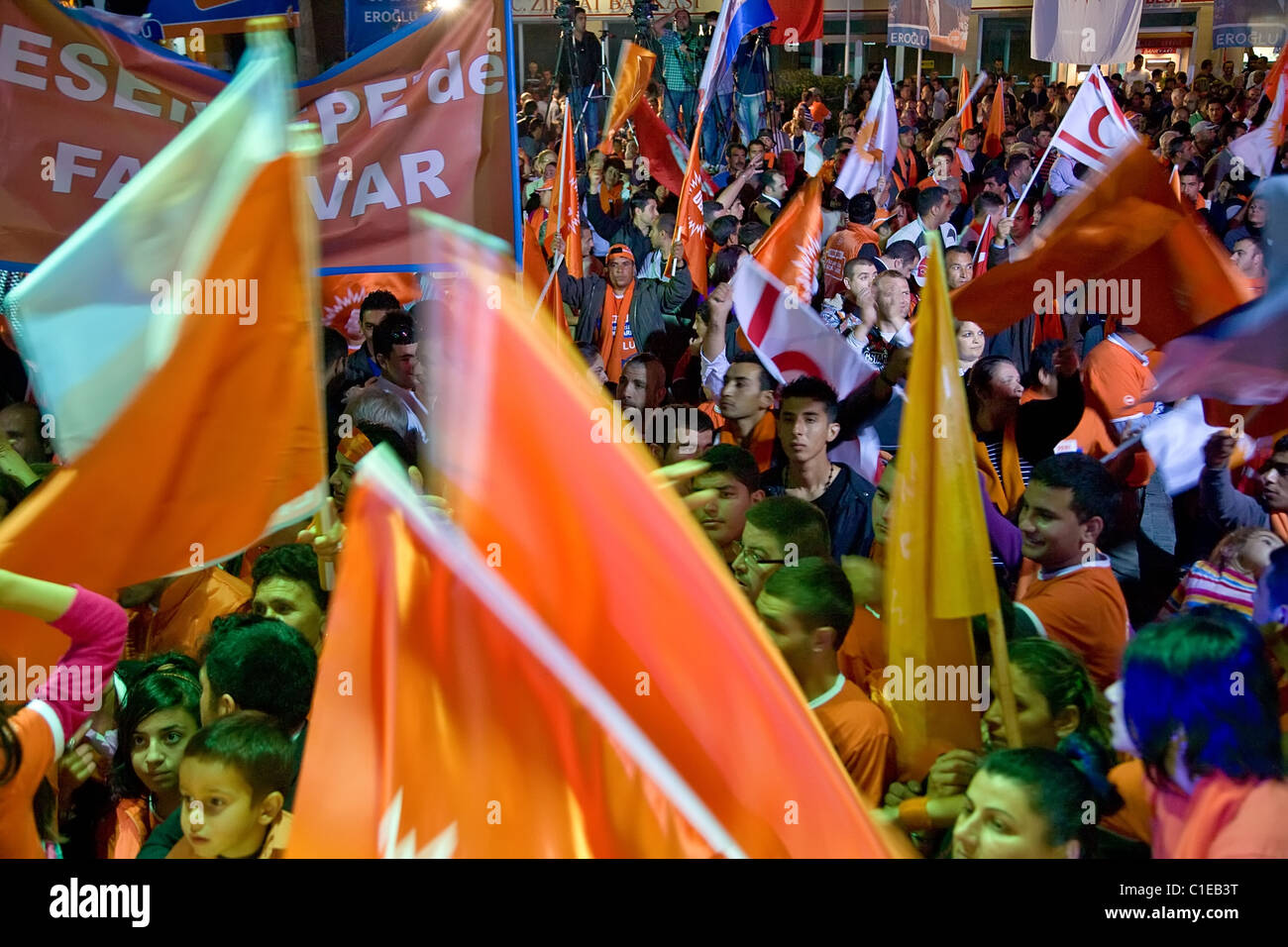 Party supporters during the campaign rally of UBP, Kyrenia, Turkish ...