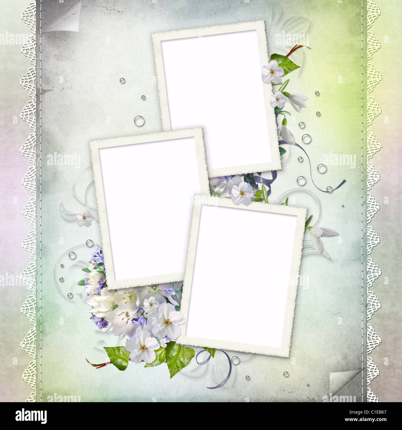 Beautiful frame for three photos Stock Photo - Alamy