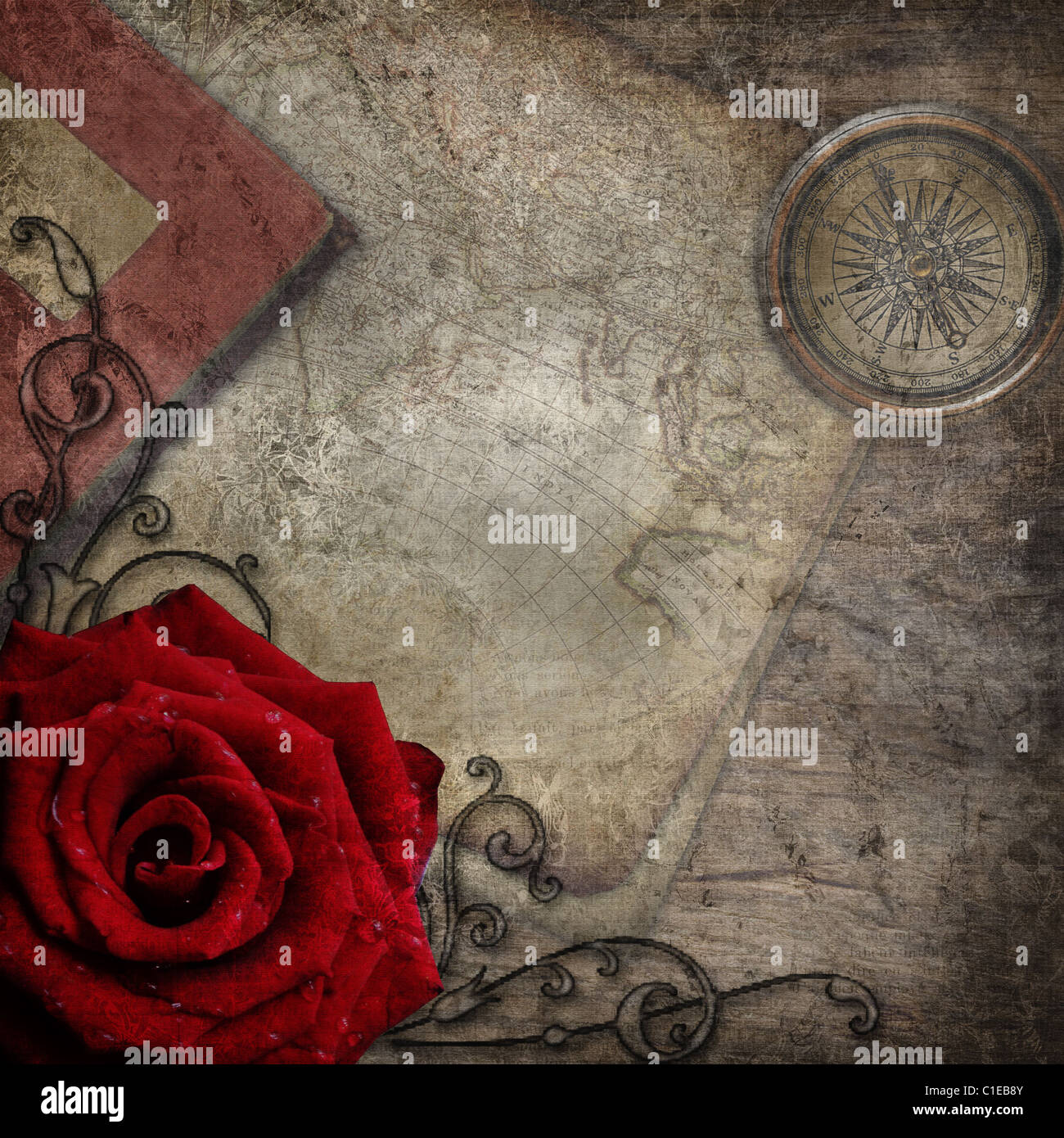 grunge background with red Rose Stock Photo - Alamy