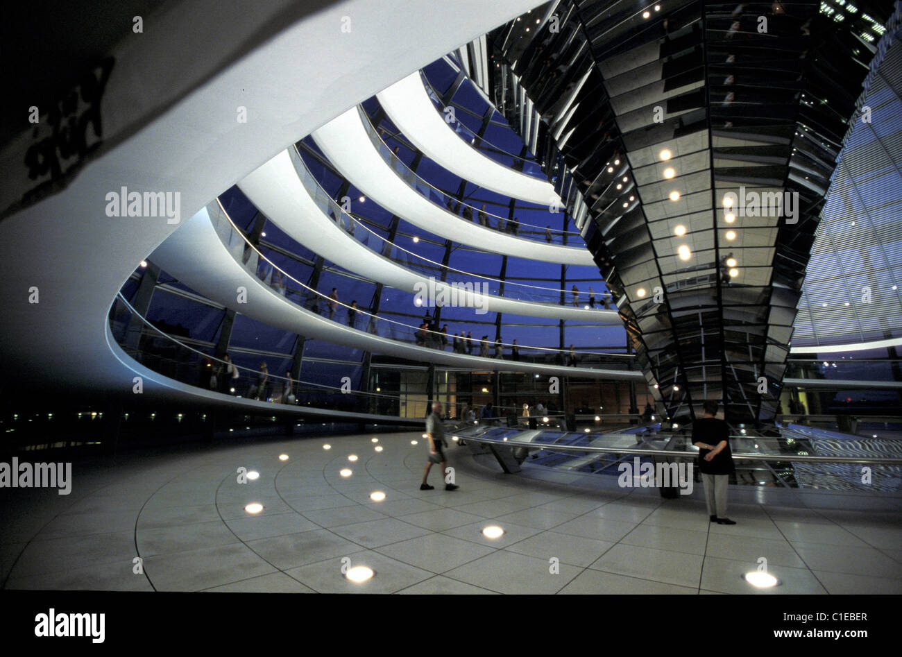 Germany, Berlin, Reichstag, Bundestag glass dome by the architect Sir ...