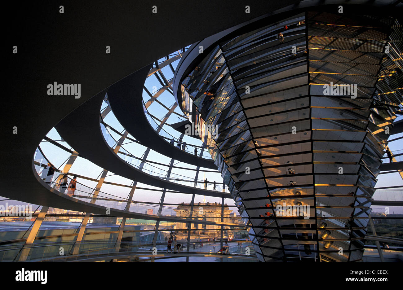Germany, Berlin, Reichstag, Bundestag glass dome by the architect Sir ...