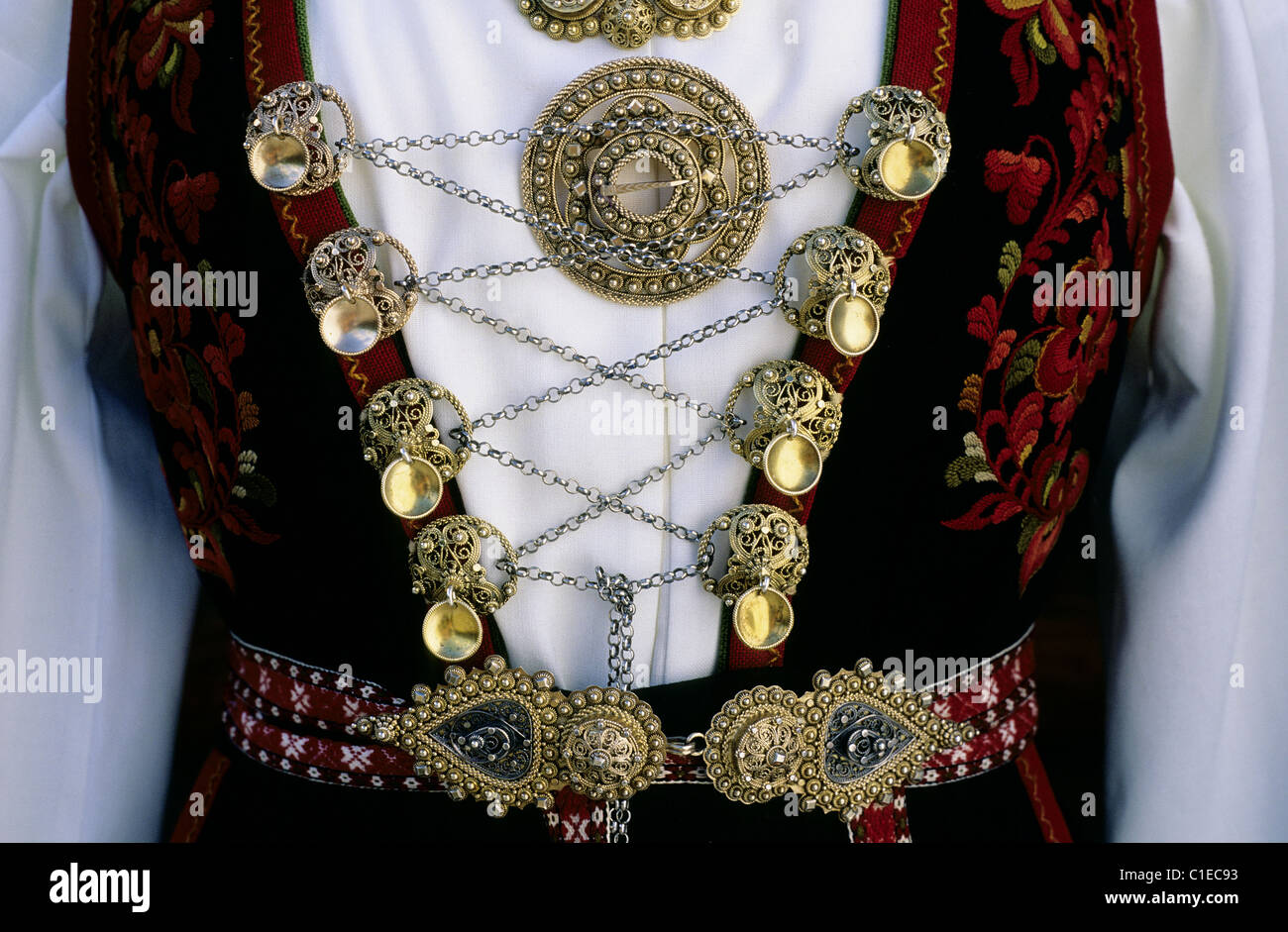 Telemark, jewels and ornament of traditional costume of telemark Stock ...