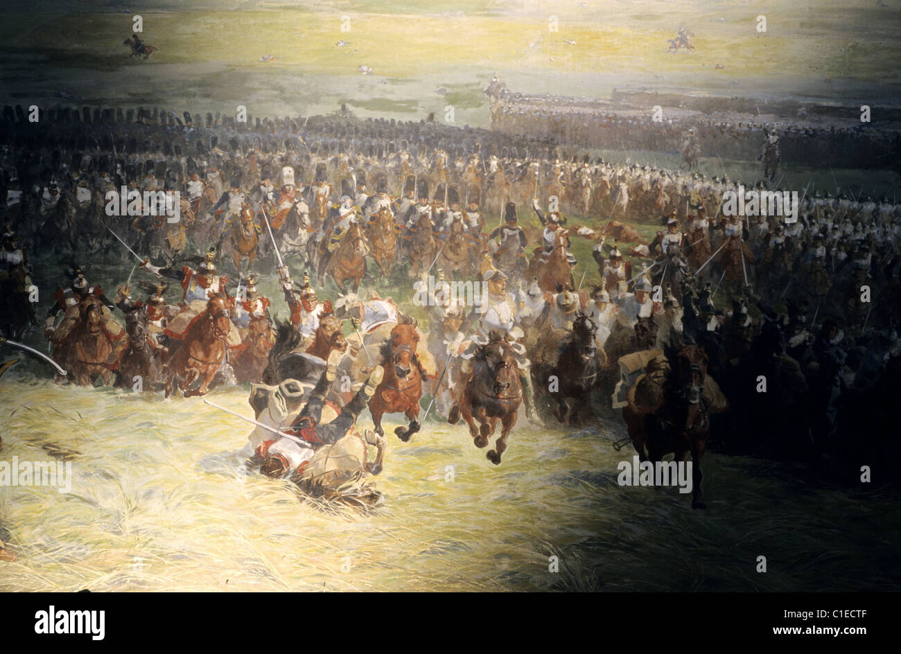 Belgium, Waterloo, south of Brussels, panorama of the battle of ...