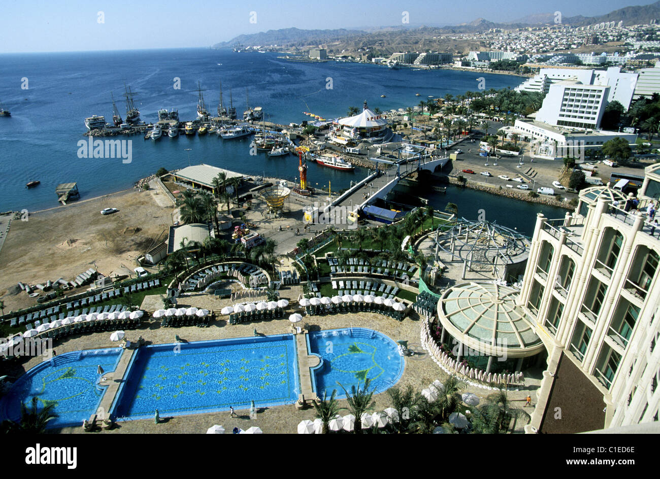 Israel, Red Sea (Gulf of Aqaba), Eilat, Hilton Queen of Sheba hotel ...