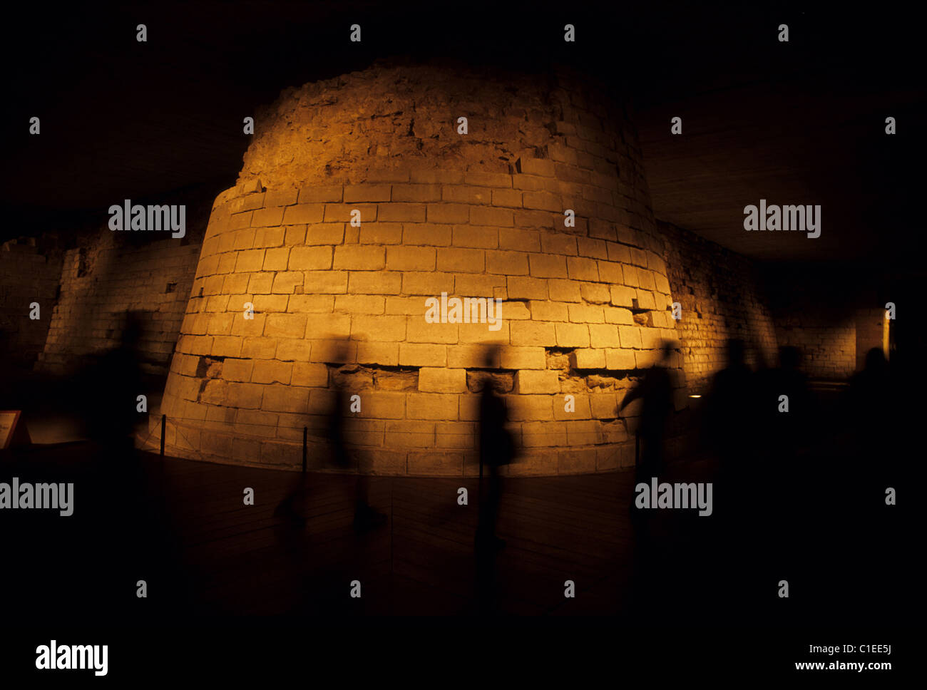 France, Paris, medieval Louvre, former Philippe Auguste castle moat ...