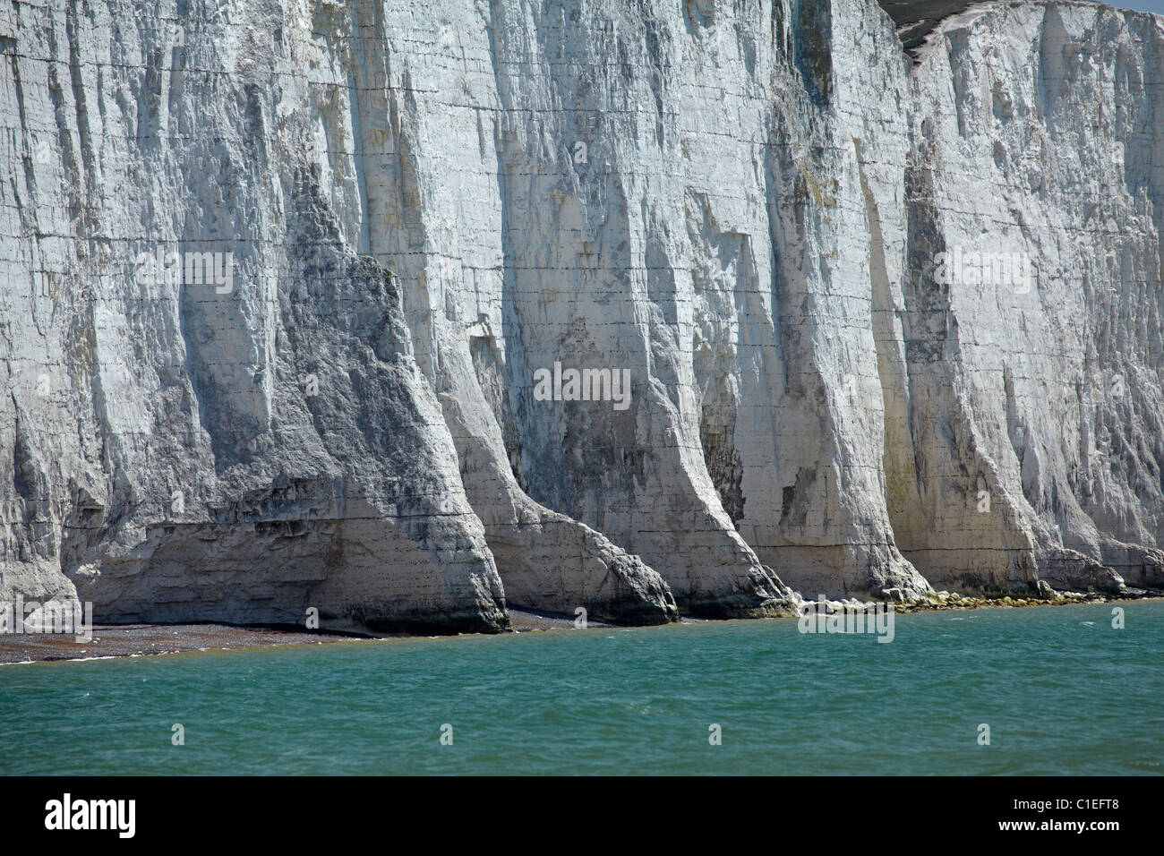 Seven Sisters Chalk Cliffs, seen from Cuckmere Haven, near Seaford ...