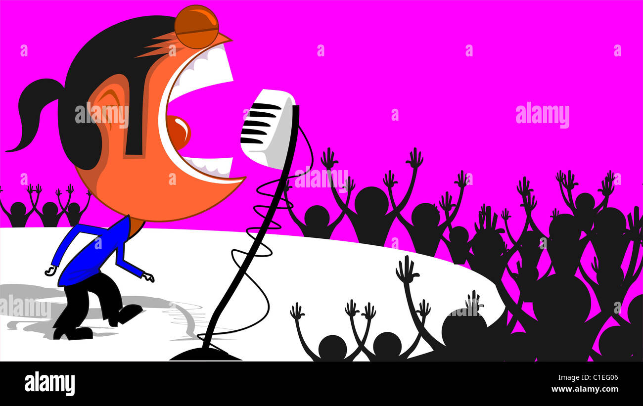 singer standing in to the stage Stock Photo - Alamy