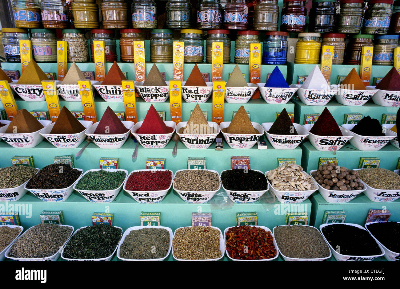 Egypt, Aswan, display of spices Stock Photo - Alamy