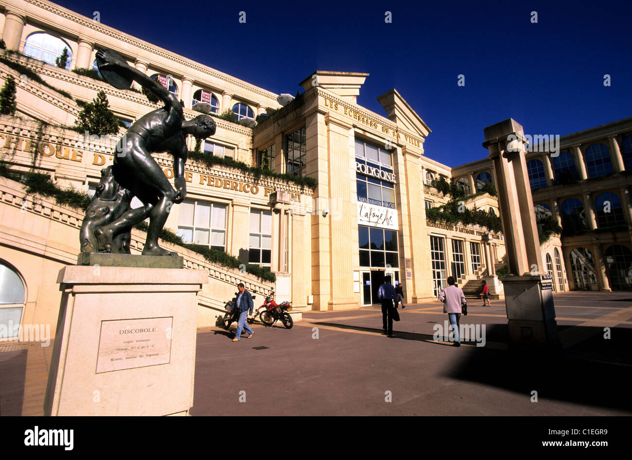 France, Herault, Montpellier, Polygone shopping center with its neo ...