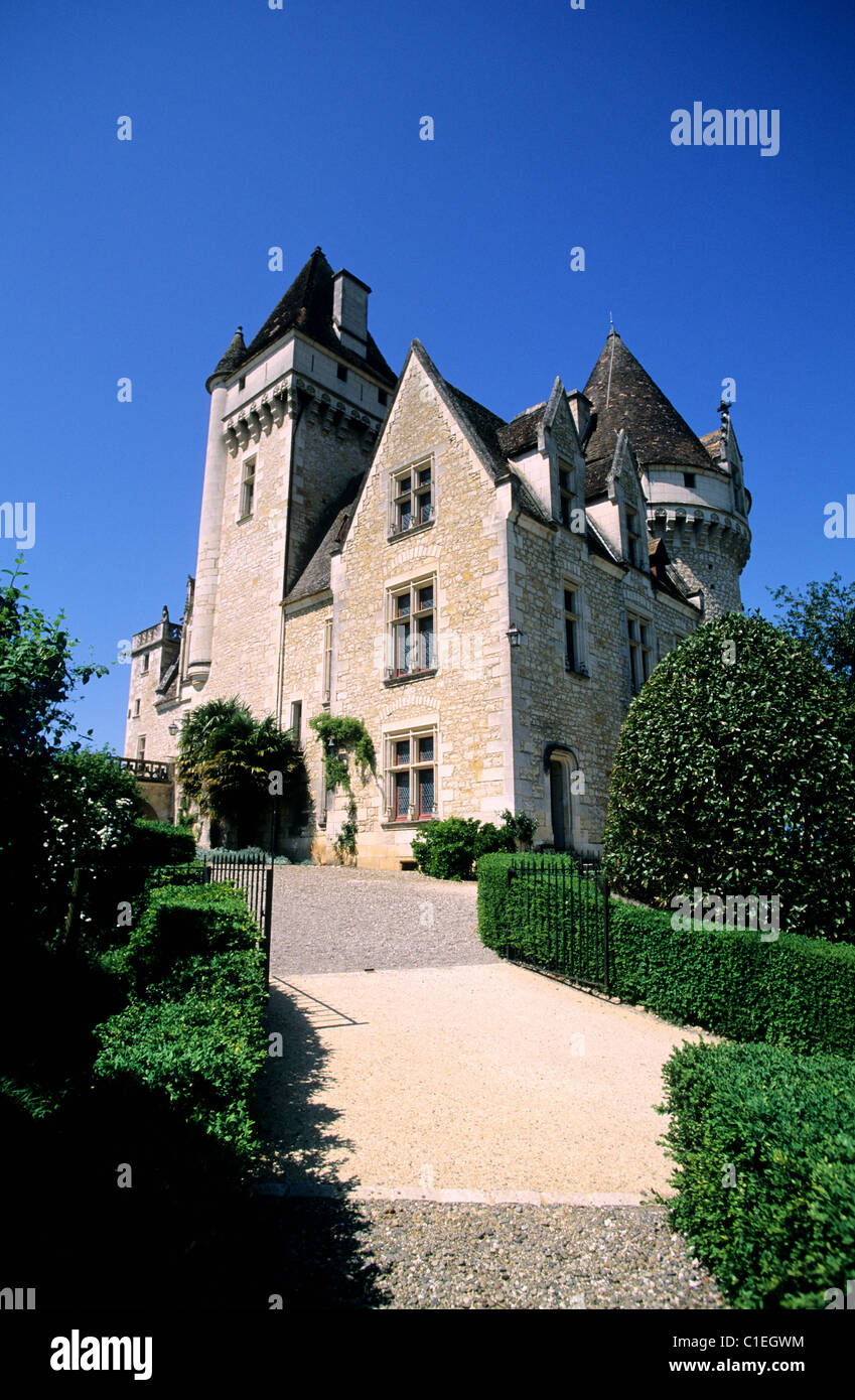 France, Dordogne, Dordogne valley, castle of Milandes near Beynac Stock ...