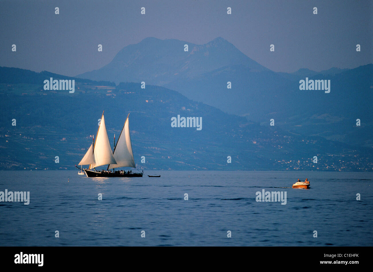 France, Haute Savoie, Evian les Bains, Geneva lake (Leman lake), Savoie ...