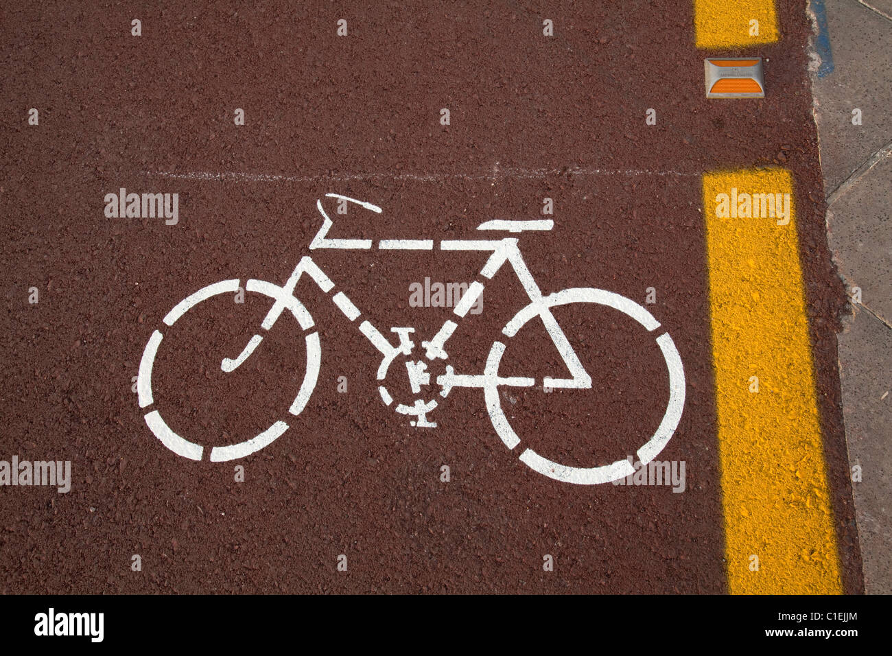 Highway roadside with bicycle lane, detail of marking Stock Photo - Alamy