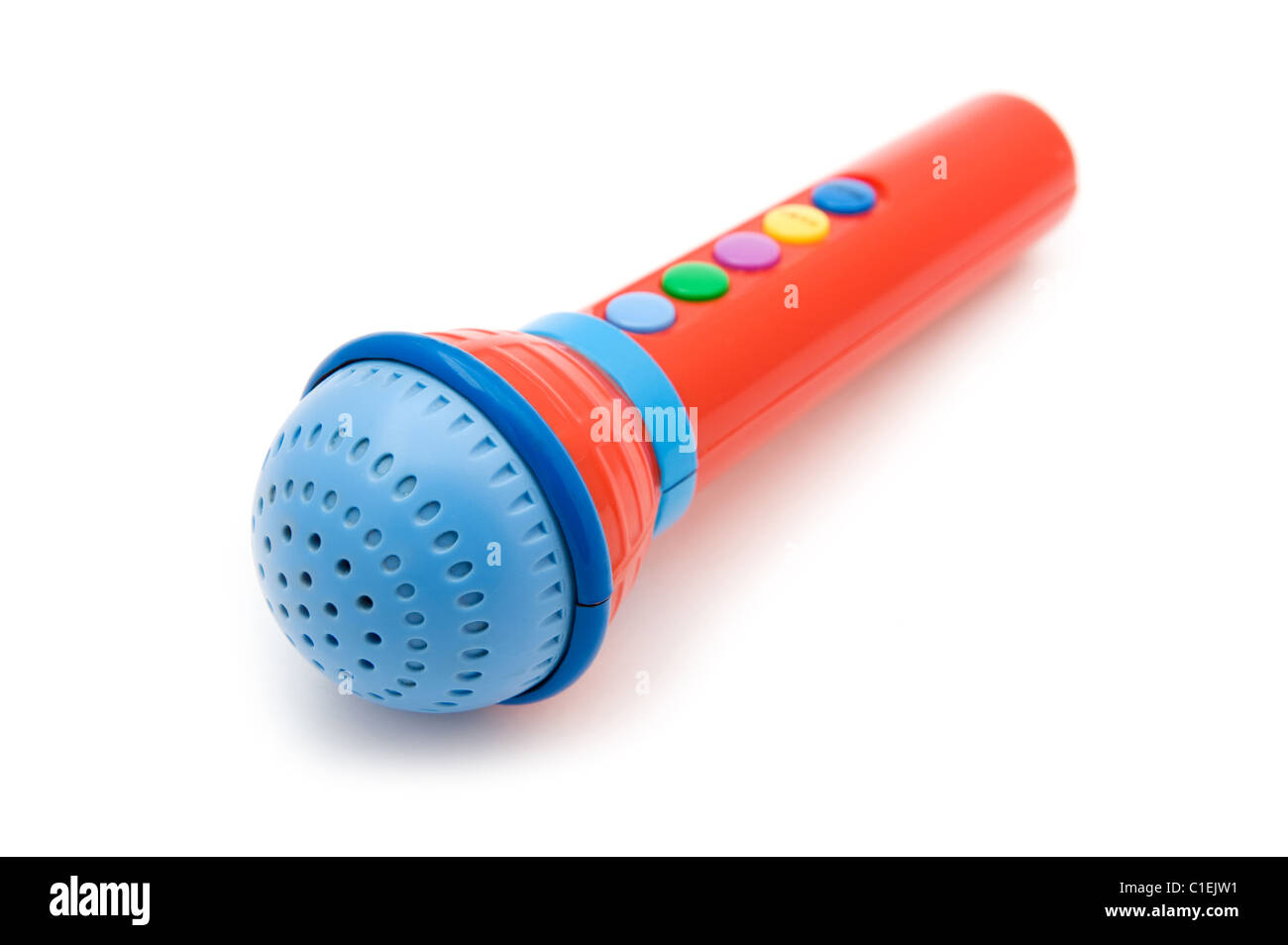 object on white - toy microphone close up Stock Photo - Alamy