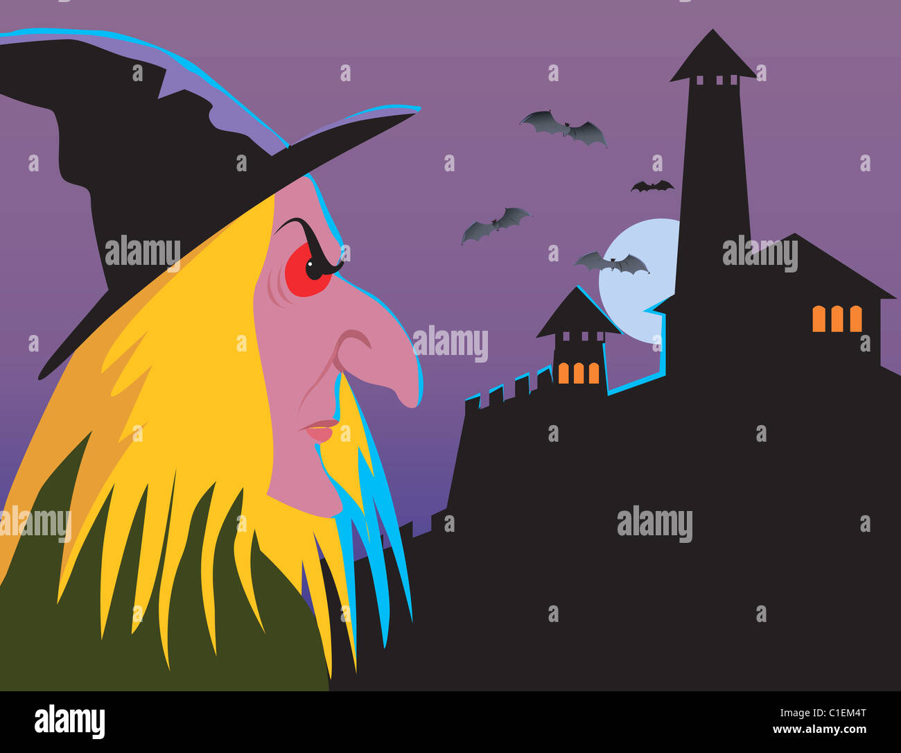 Illustration of a black magic man Stock Photo - Alamy