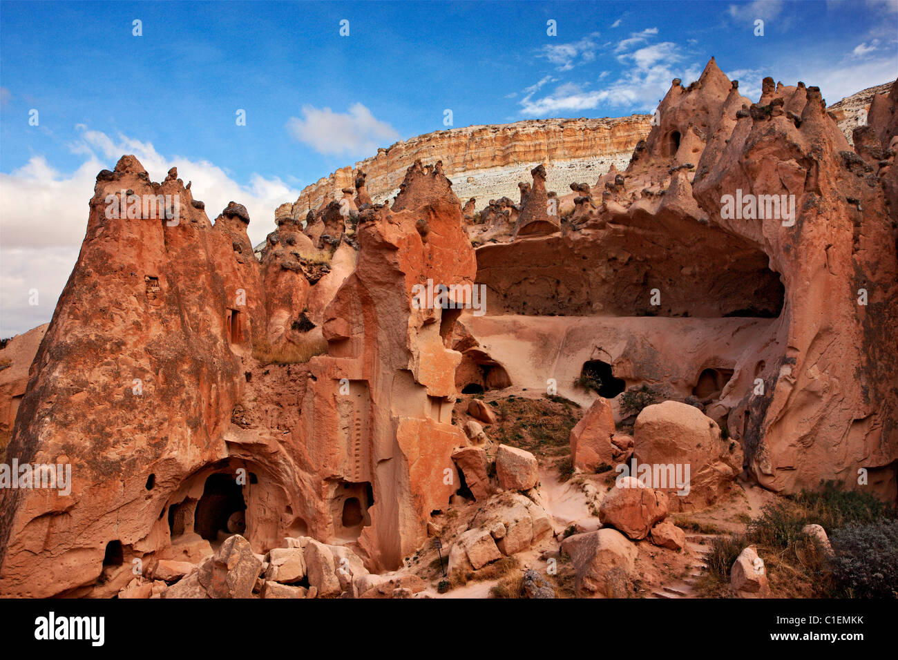 Partial view of the National Park of Zelve Valley, Nevsehir, Cappadocia ...