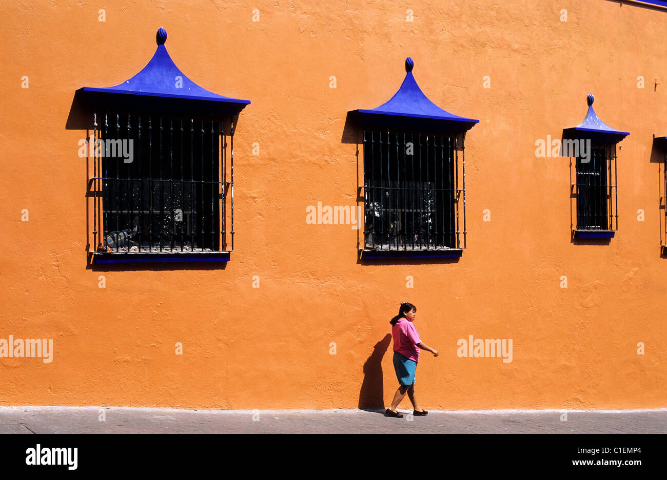 Mexico, Morelos State, Cuernavaca, coloured frontage of the historical ...