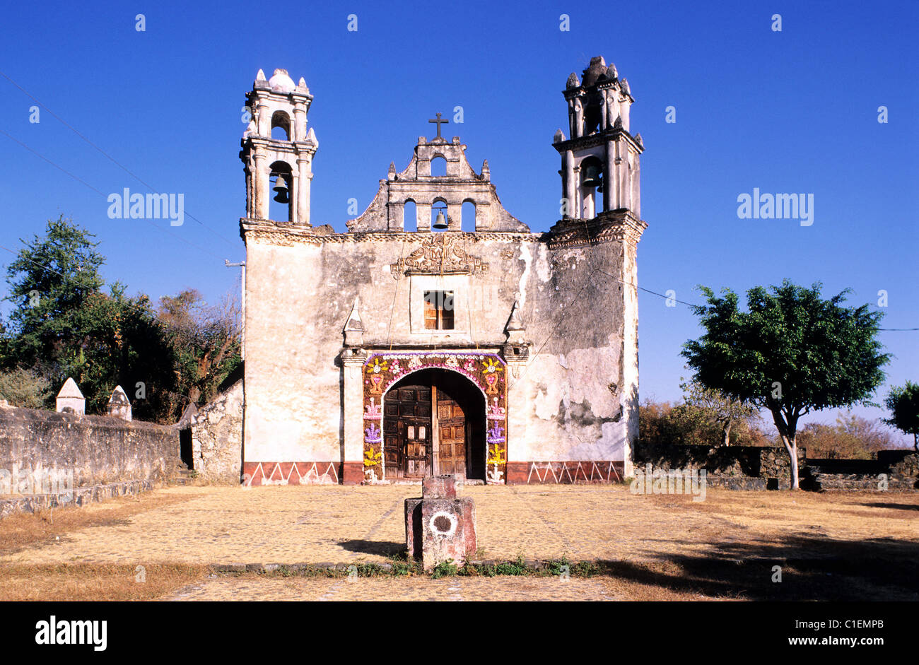 Mexico, Morelos state, Tlayacapan, small church decorated during the ...