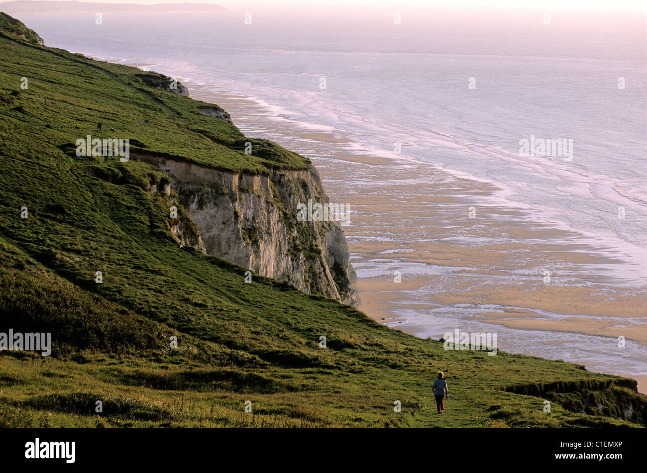 France, Pas de Calais, the Opale coast, cliff of the Cape Gris Nez ...