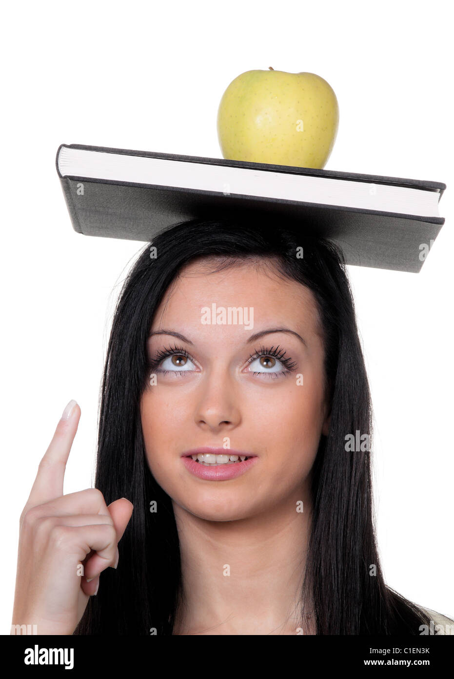 Student with apple and books learning Stock Photo - Alamy