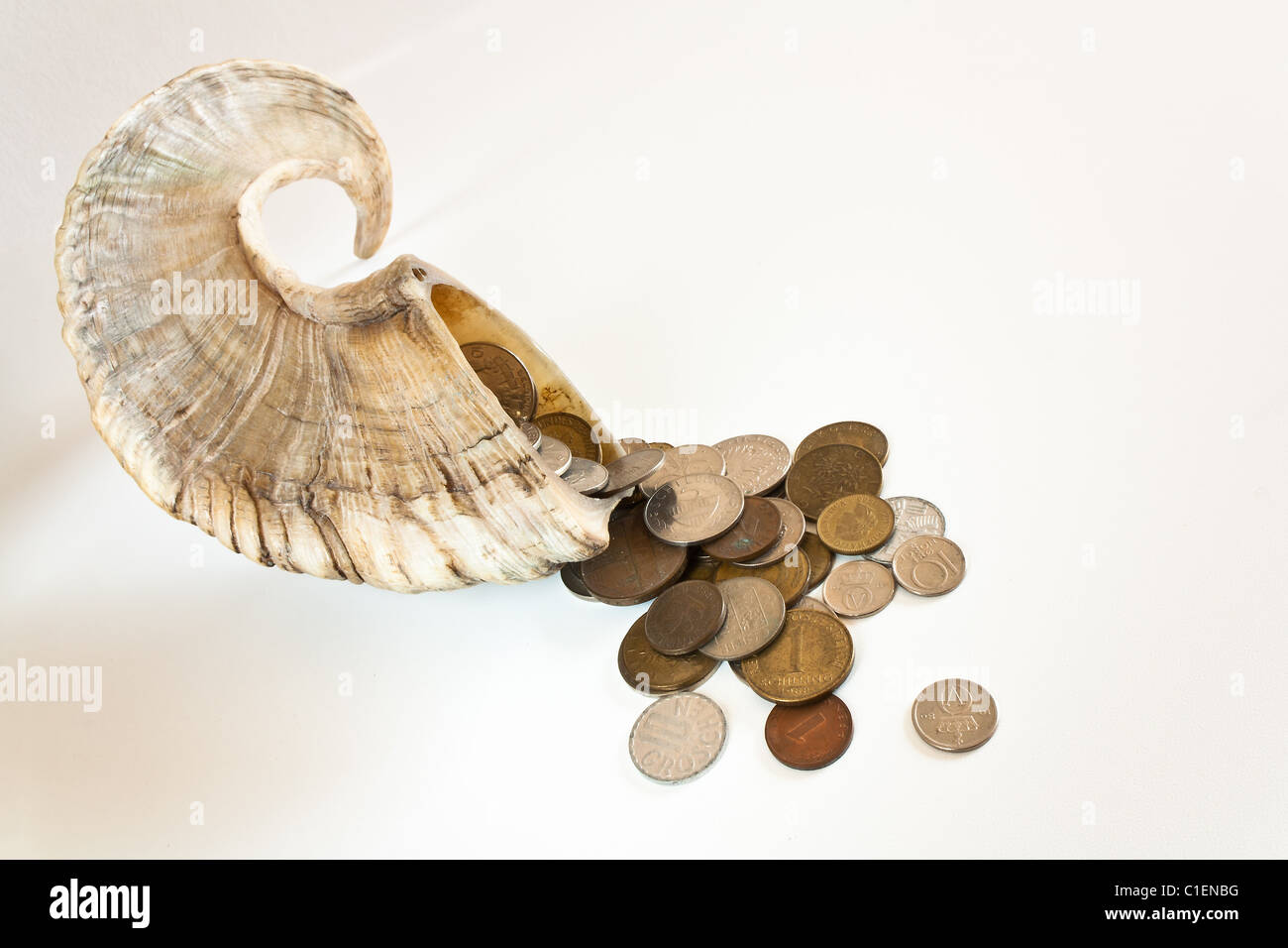 cornucopia and coins #1 Stock Photo - Alamy