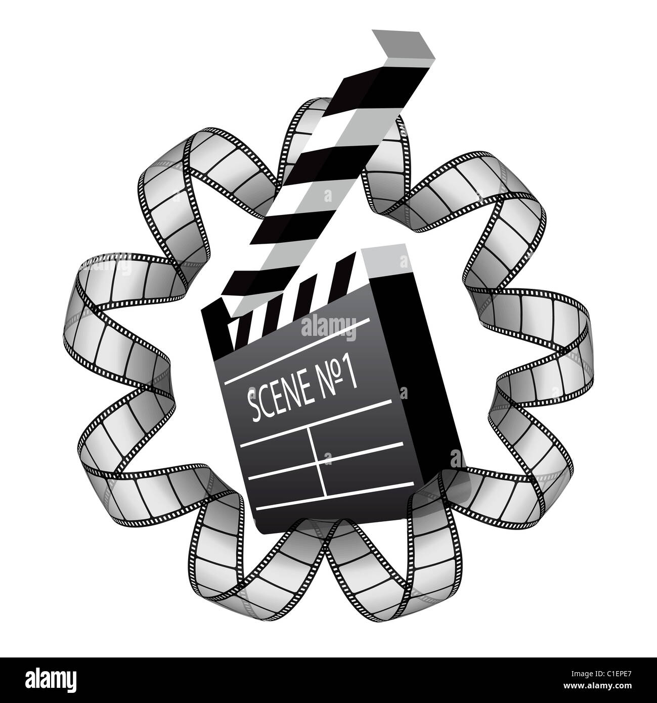 vector clapboard and film strip Stock Photo - Alamy