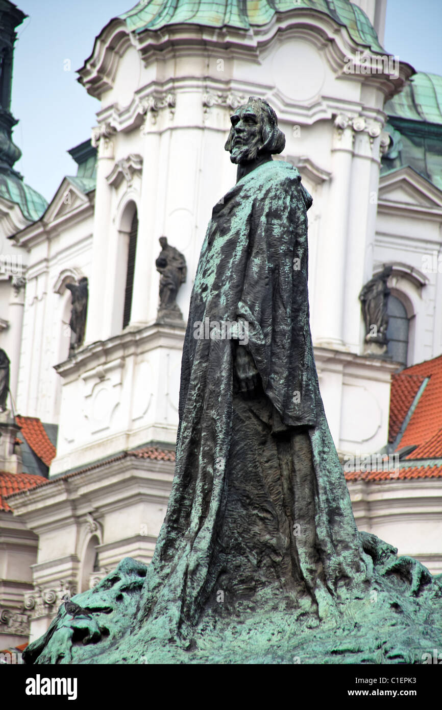 Prague, Old Town Square, Jan Hus Monument, the Czech Republic Stock ...