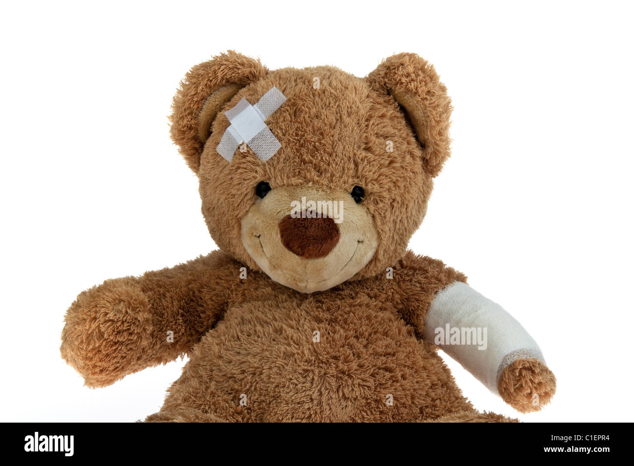 Patient bear with bandage after an accident Stock Photo - Alamy