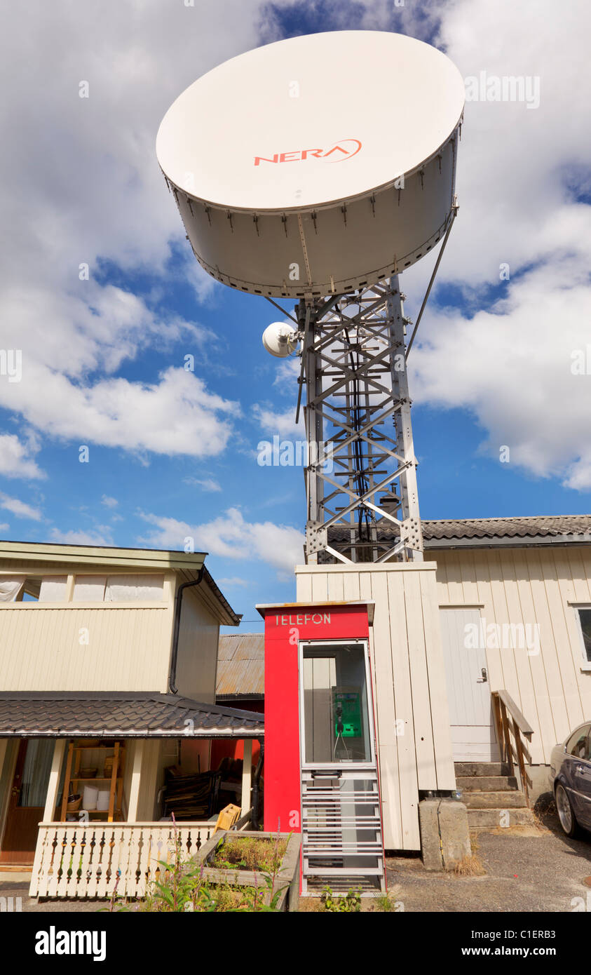 Telephone with large NERA Telecommunication dish Stock Photo - Alamy