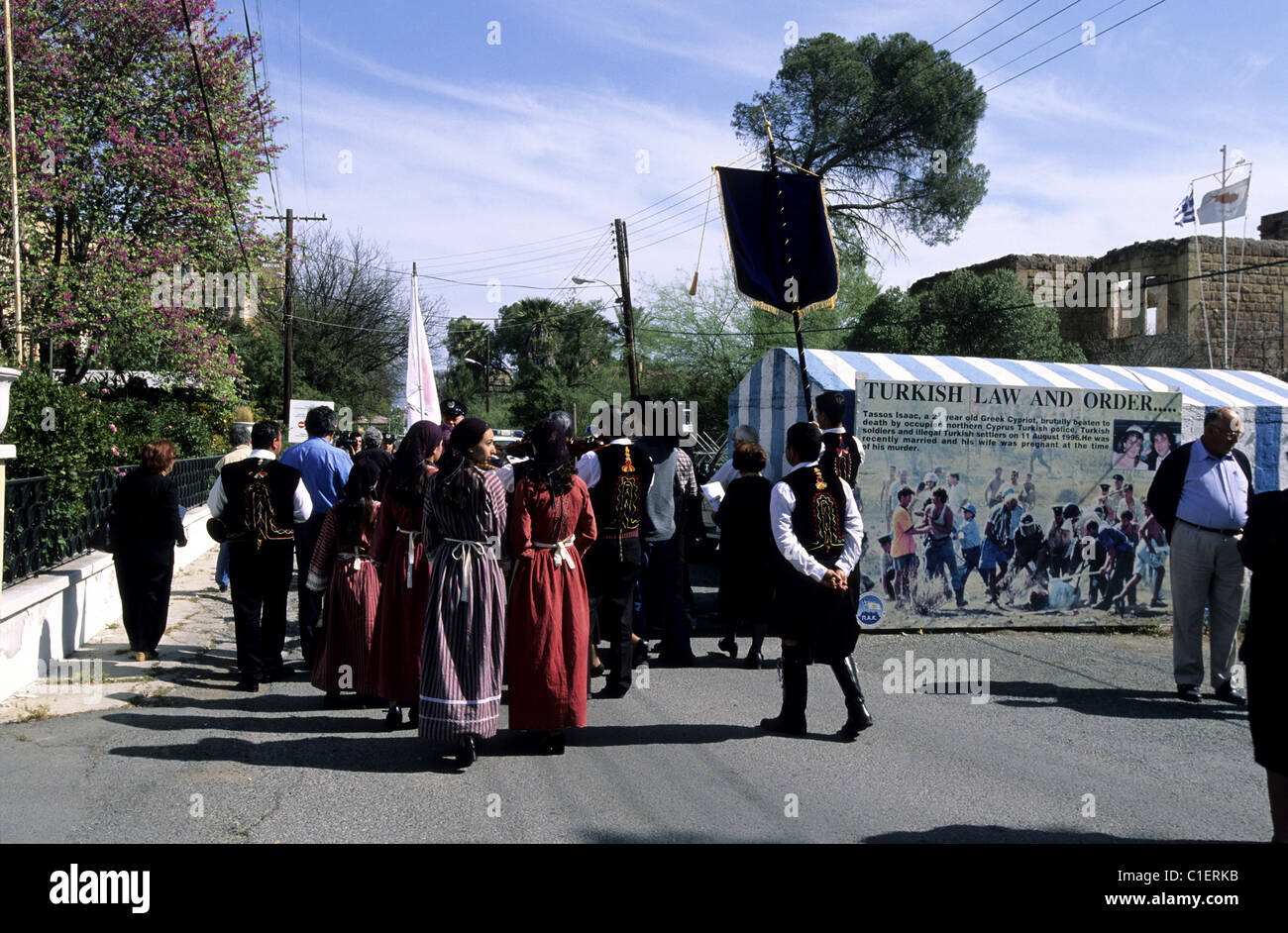 Cyprus, Nicosia, riot against the occupied Cyprus at the only check ...
