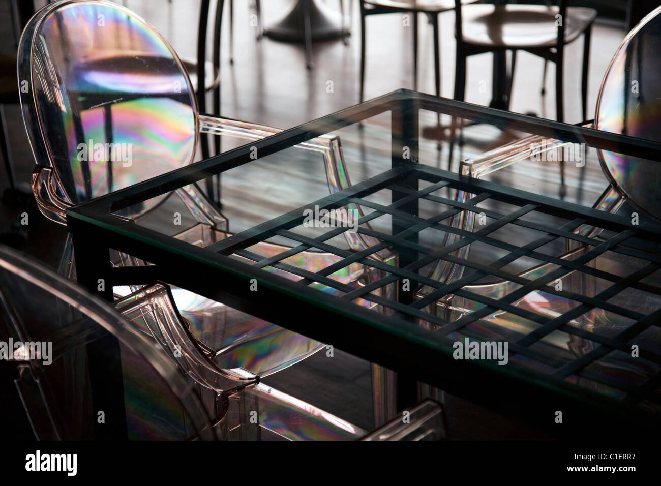 transparent chairs in innovative design Stock Photo - Alamy