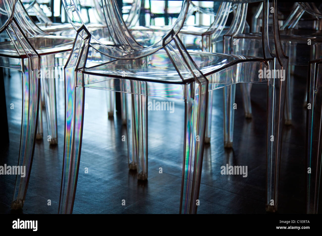 transparent chairs in innovative design Stock Photo - Alamy